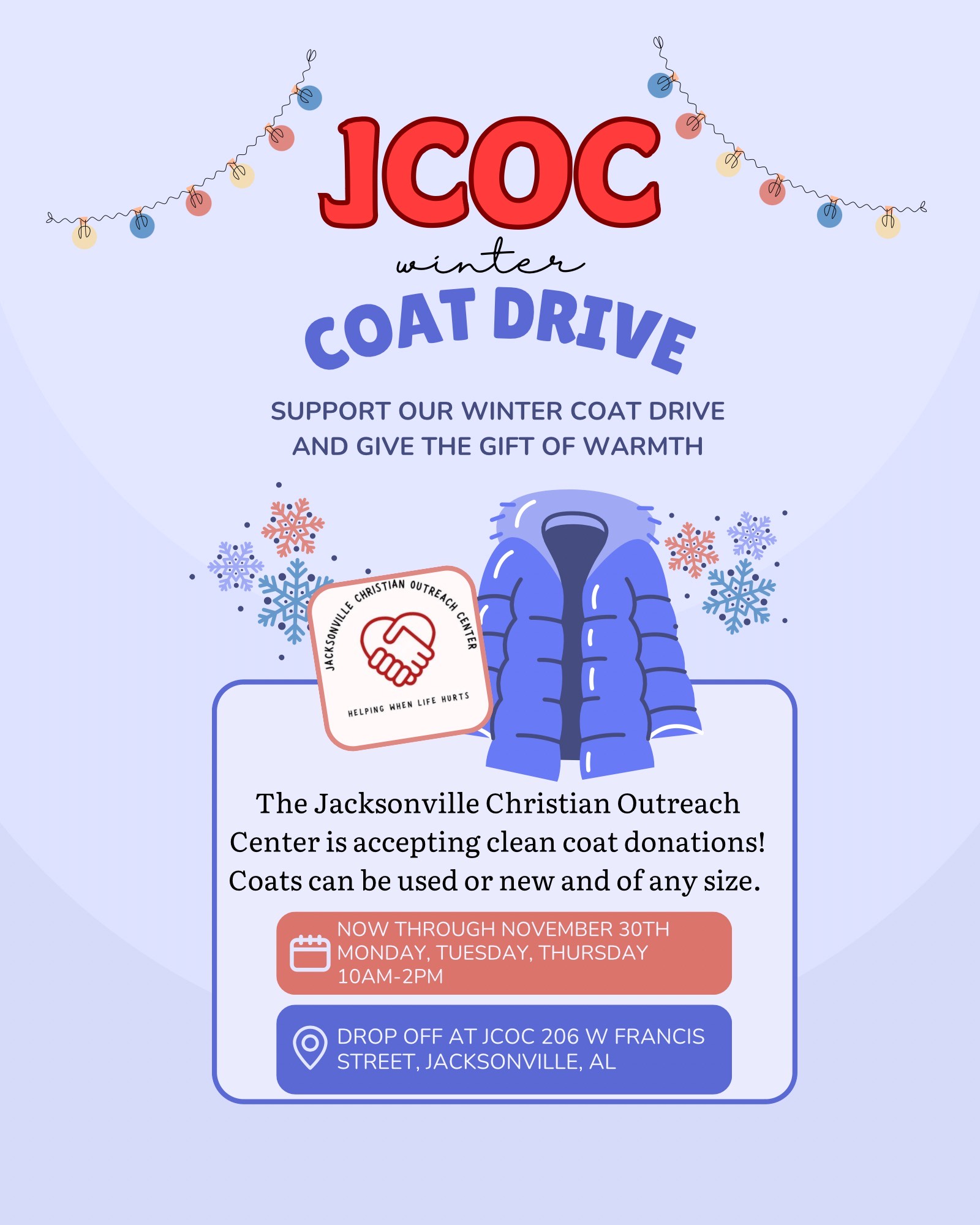 coat drive flyer – Jacksonville Christian Outreach Center